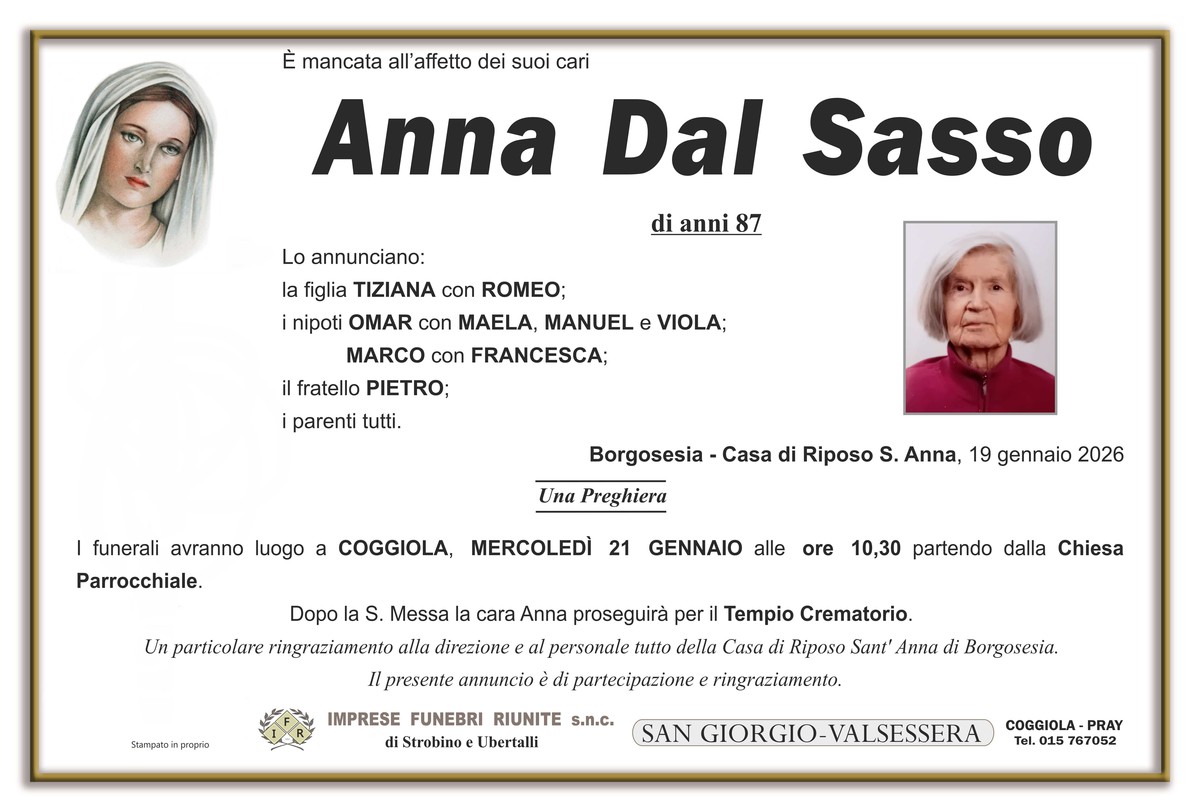 Anna Dal Sasso - Newsbiella.it