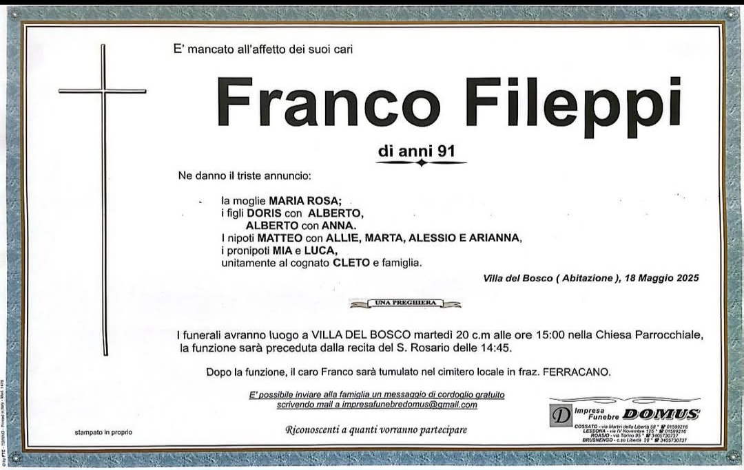 Franco Fileppi - Newsbiella.it