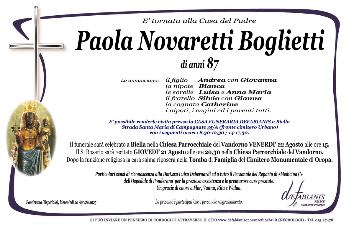 Paola Novaretti Boglietti - Newsbiella.it