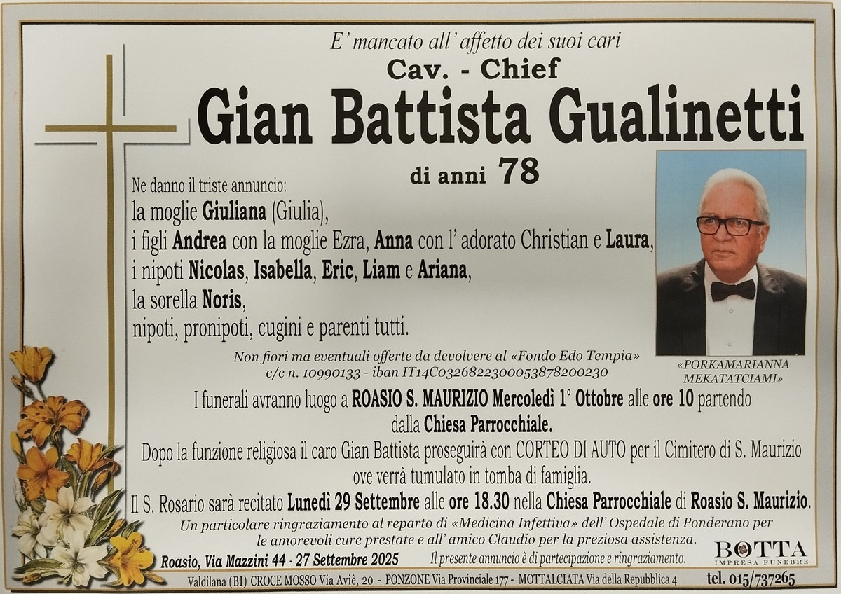 Gian Battista Gualinetti - Newsbiella.it