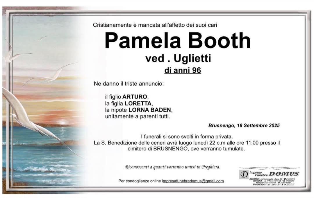 Pamela Booth, ved. Uglietti - Newsbiella.it