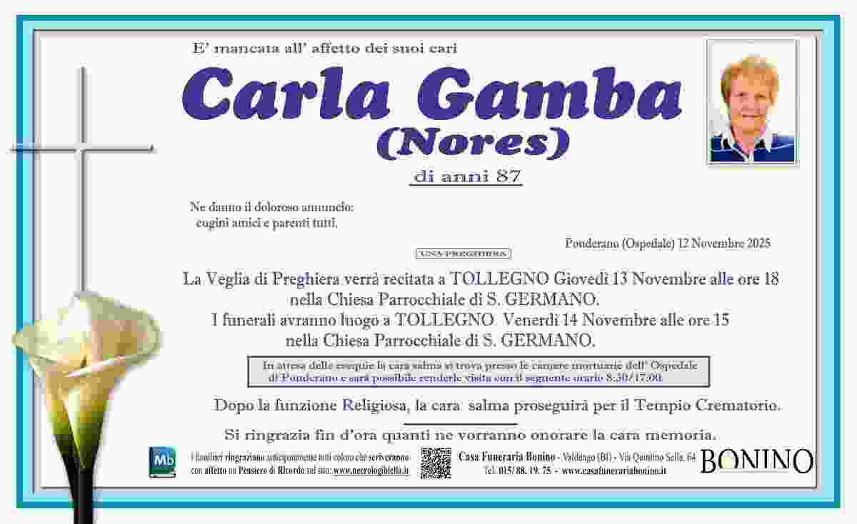 Carla Gamba (Nores) - Newsbiella.it