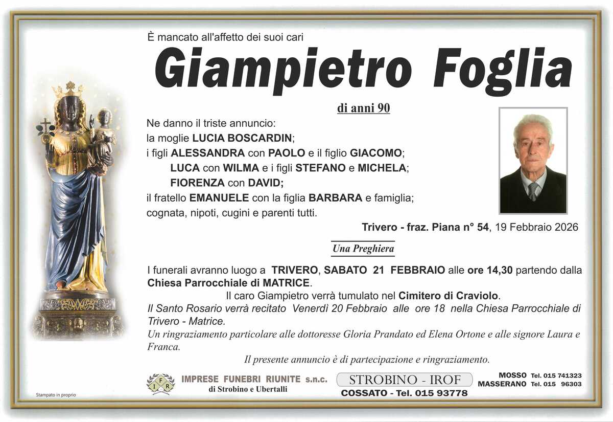 Giampietro Foglia - Newsbiella.it