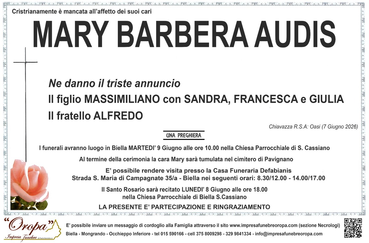 Mary Barbera Audis - Newsbiella.it