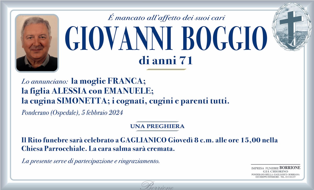 Giovanni Boggio - Newsbiella.it
