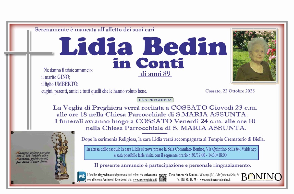 Lidia Bedin, in Conti - Newsbiella.it