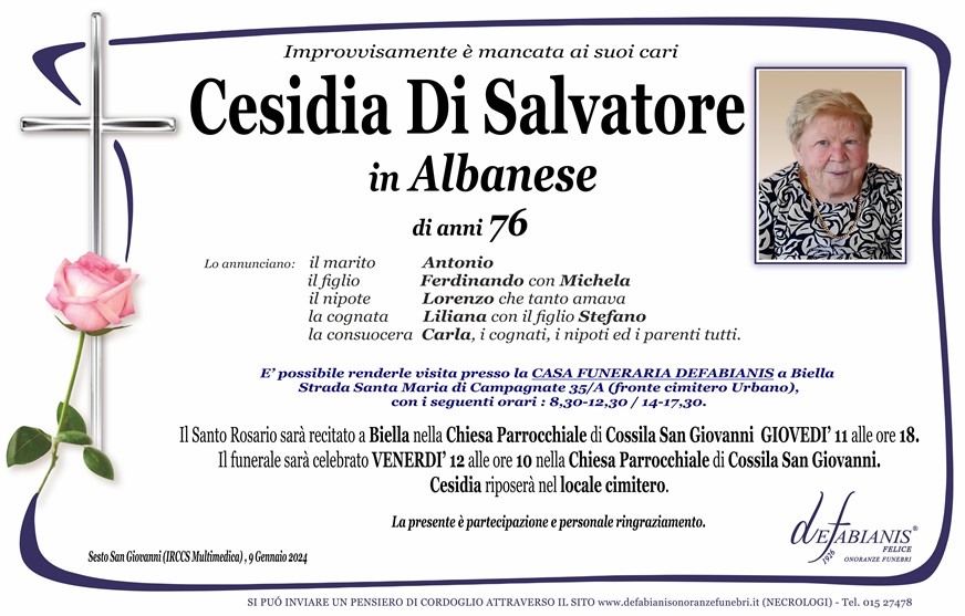 Cesidia Di Salvatore in Albanese - Newsbiella.it