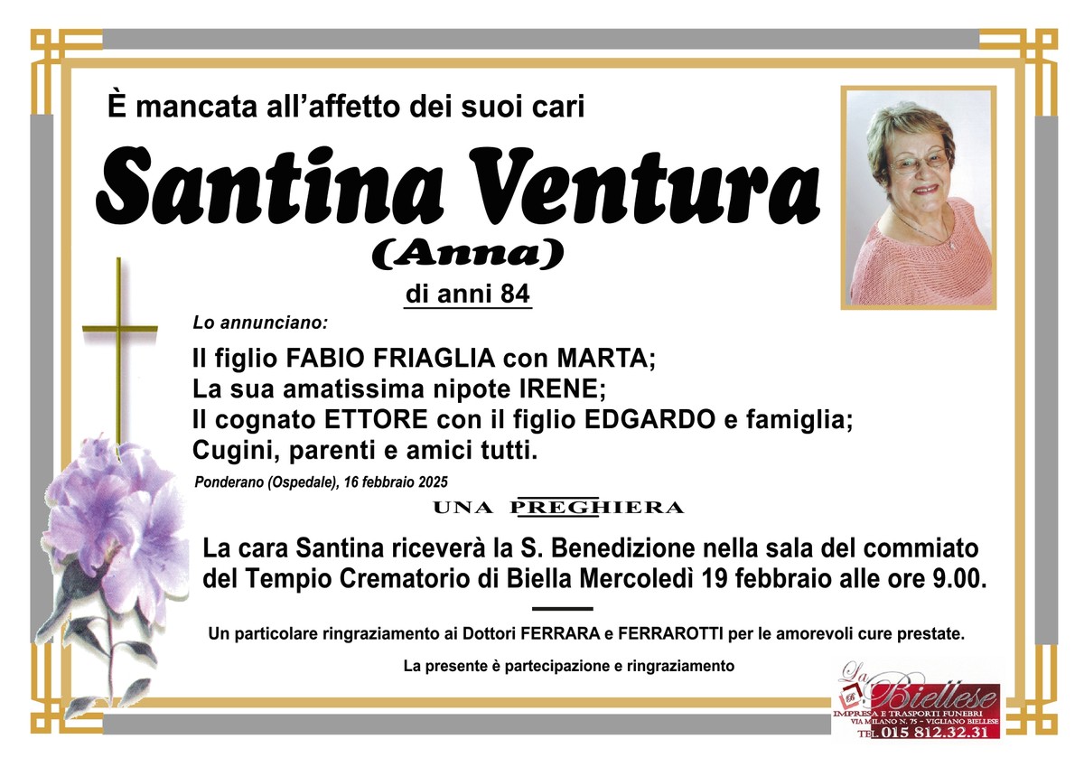 Santina Ventura (Anna) - Newsbiella.it