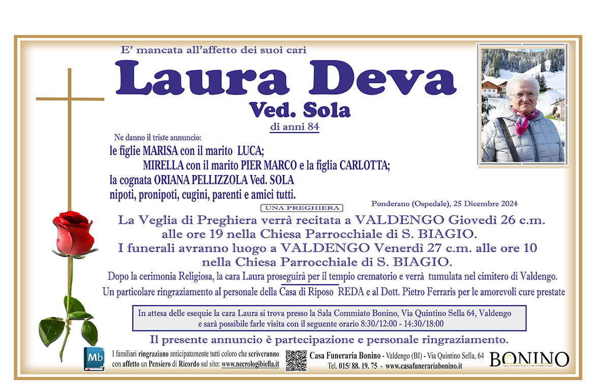 Laura Deva, ved. Sola - Newsbiella.it