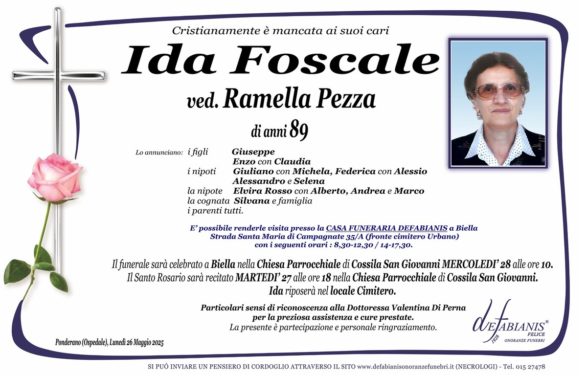 Ida Foscale, ved. Ramella Pezza - Newsbiella.it