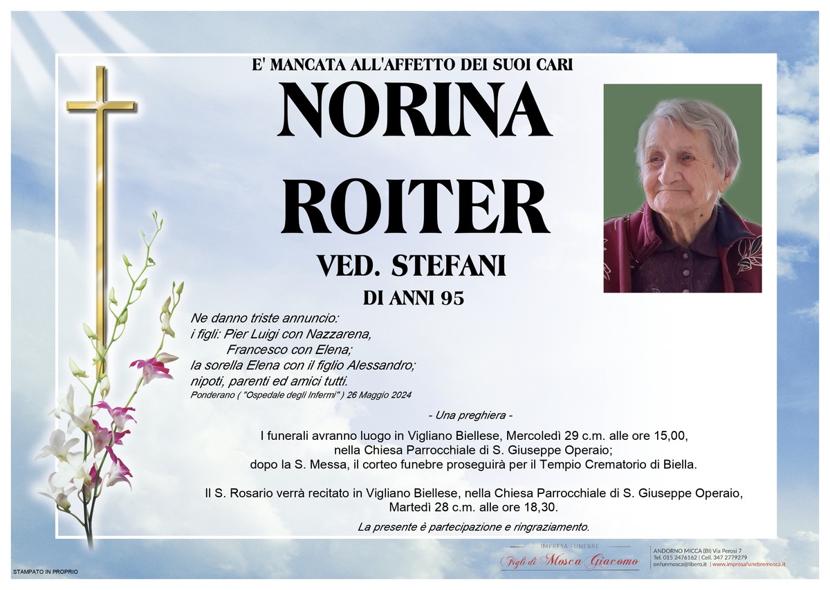 Norina Roiter, ved. Stefani - Newsbiella.it