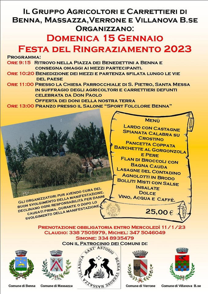 A Benna c'è la Festa del Ringraziamento - Newsbiella.it