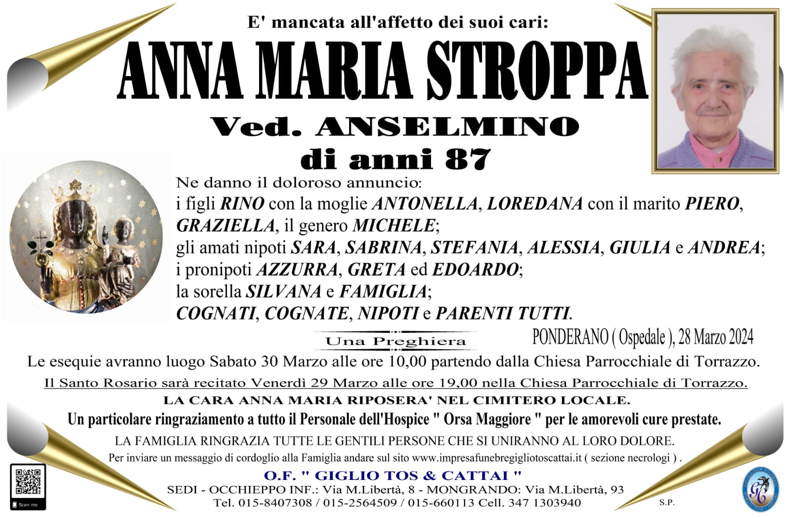 Anna Maria Stroppa, ved. Anselmino - Newsbiella.it