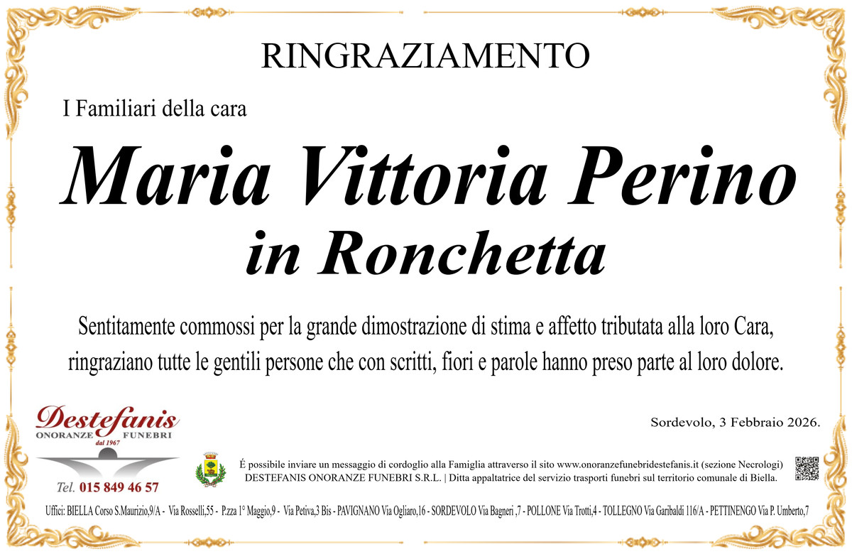 Maria Vittoria Perino, in Ronchetta - Newsbiella.it