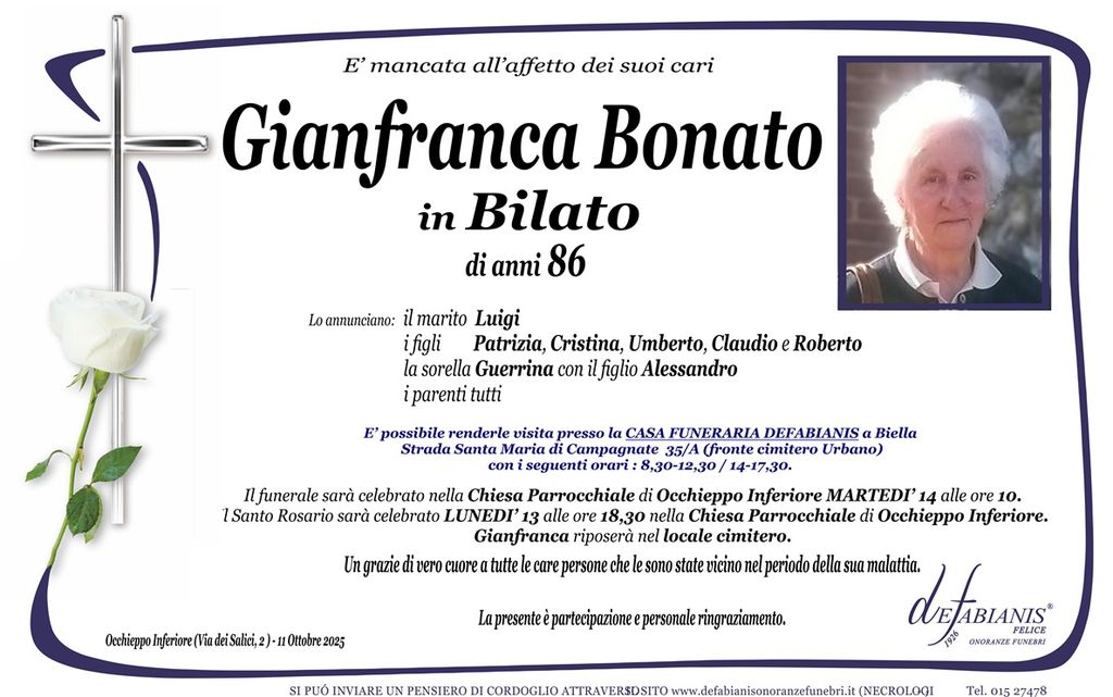 Gianfranca Bonato, in Bilato - Newsbiella.it