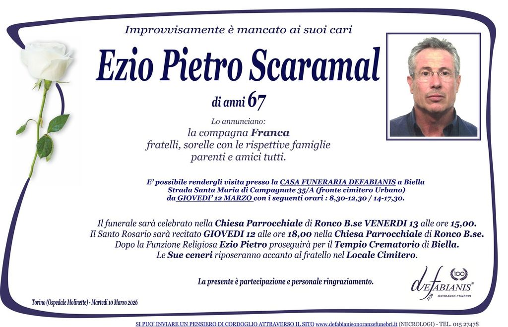 Ezio Pietro Scaramal - Newsbiella.it