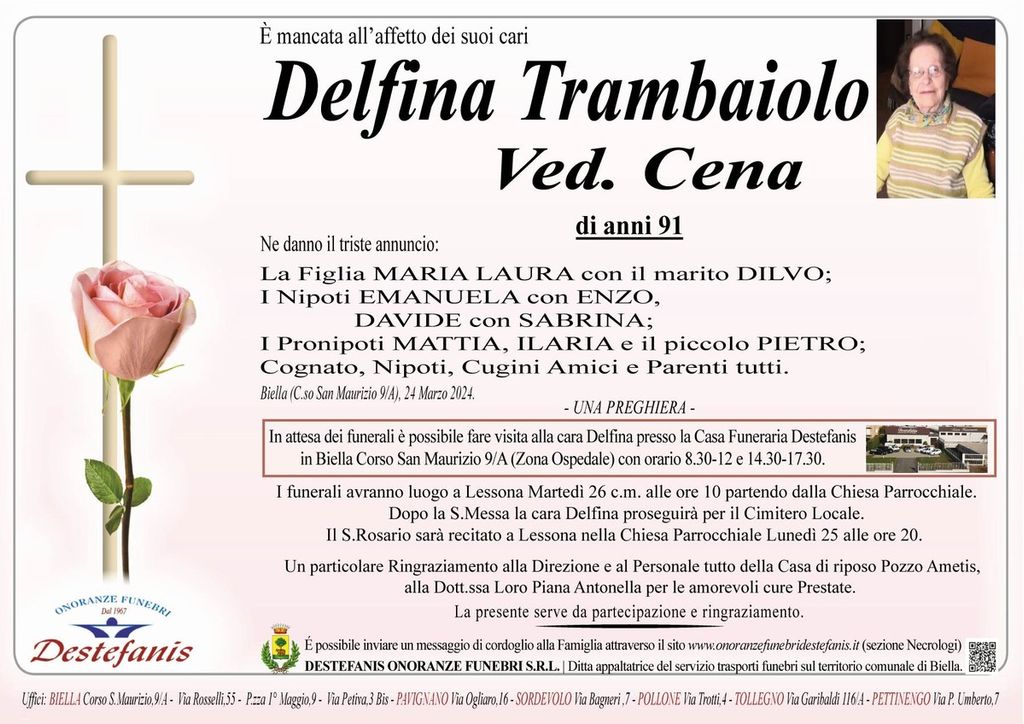 Delfina Trambaiolo, ved. Cena - Newsbiella.it