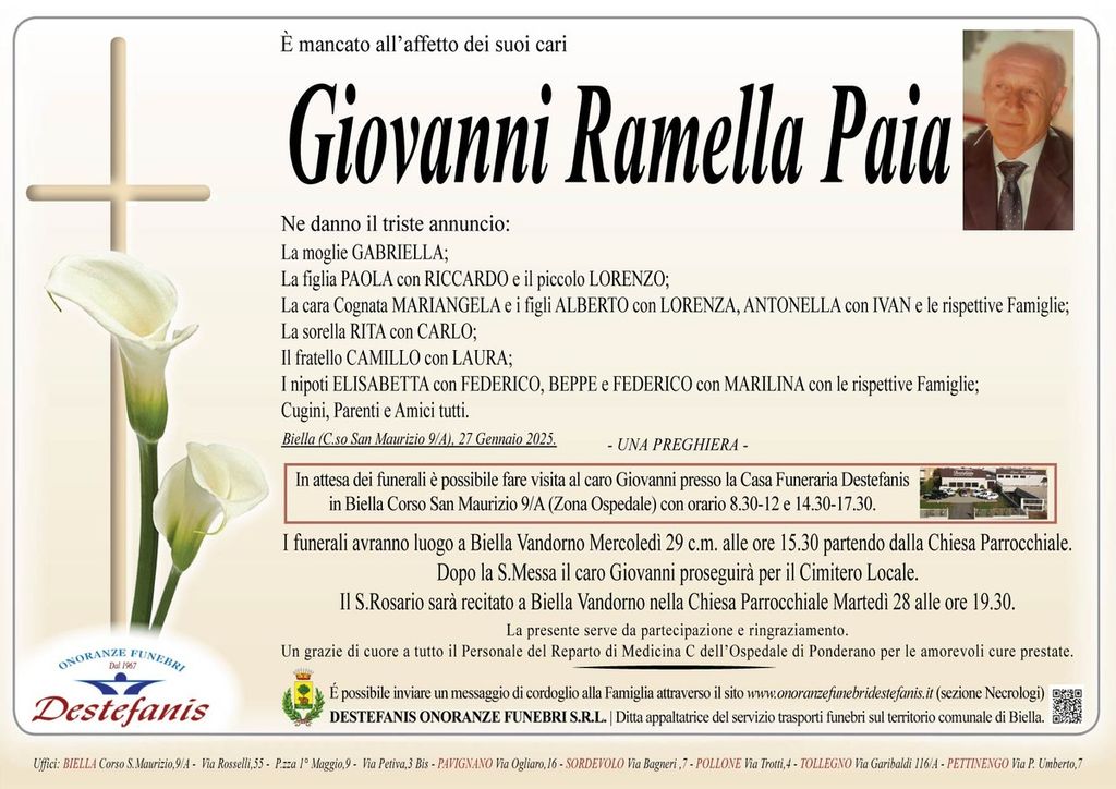 Giovanni Ramella Paia - Newsbiella.it