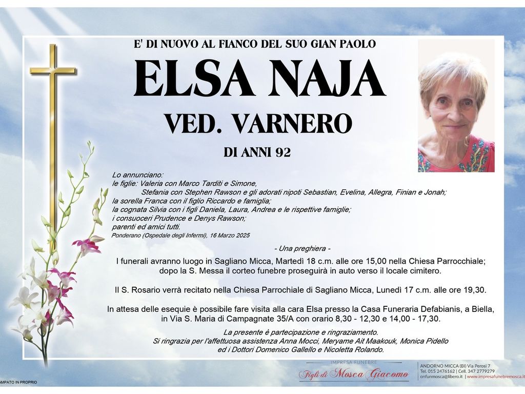 Elsa Naja, ved. Varnero - Newsbiella.it