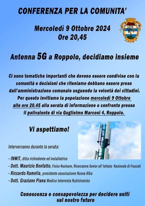 "5G a Roppolo decidiamo insieme", Roppolo Futura: "Si sta andando fuori ...