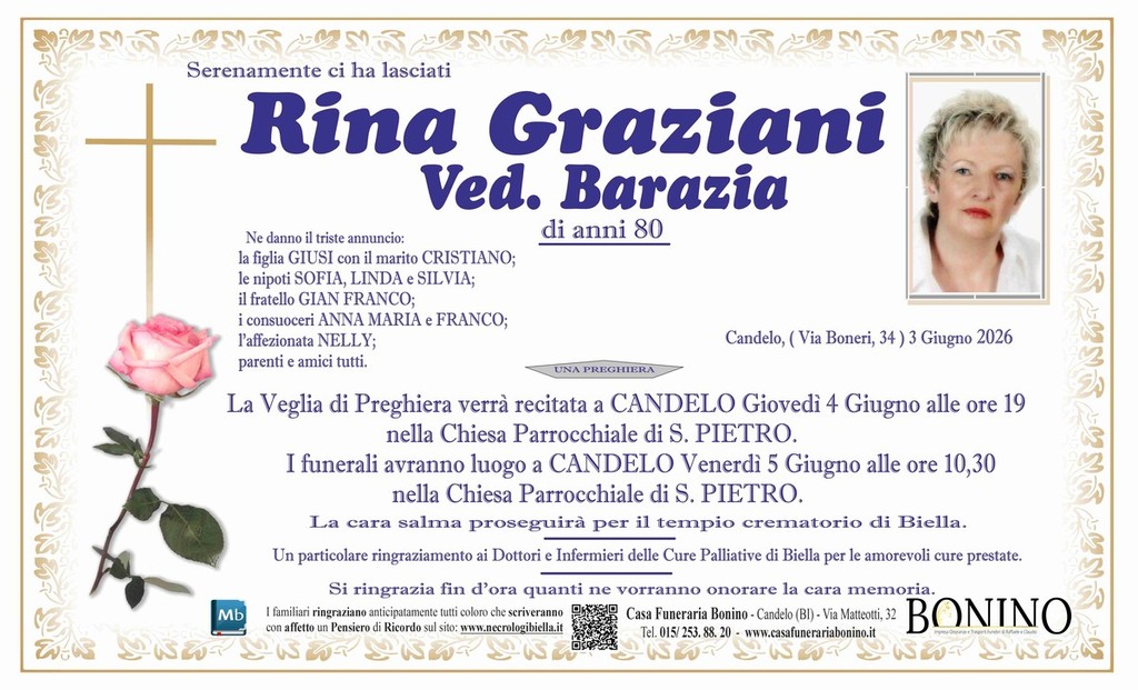 Rina Graziani, ved. Barazia - Newsbiella.it